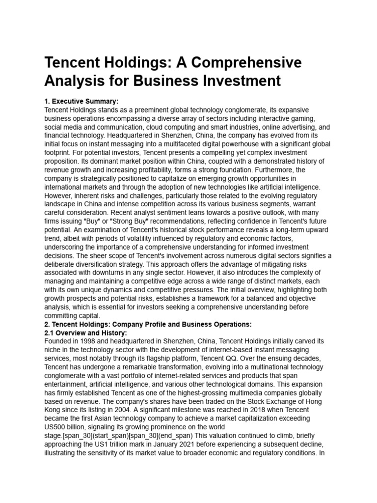 Tencent Business Investment Analysis | PDF | Tencent | We Chat