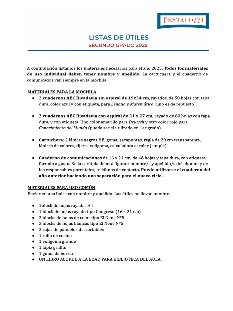 Lista Utiles 2-2025 | PDF