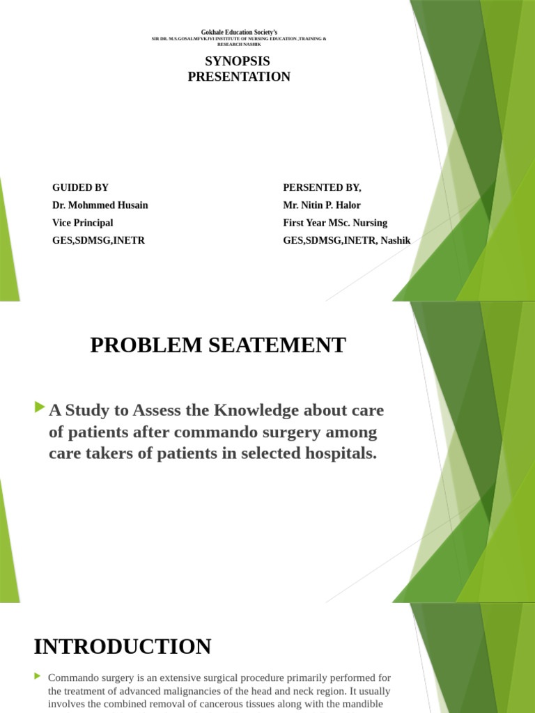 Mr. Param Synopsis Persentation | PDF | Surgery | Patient