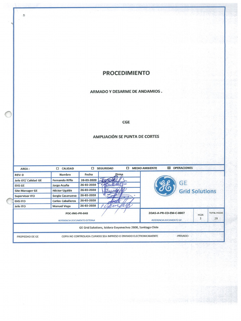 PDC-ING-PR-048 Rev 0 Andamios | PDF | Evaluación de riesgos