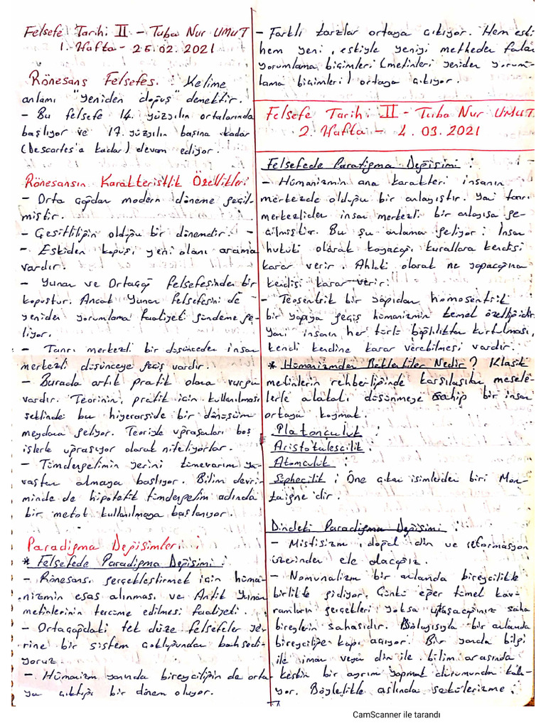 Felsefe Tarihi II Ders Notları (2021) | PDF