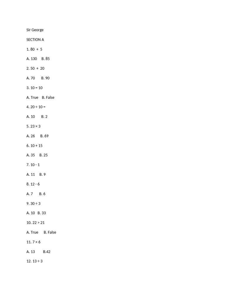 George Math Review Practice Questions | PDF