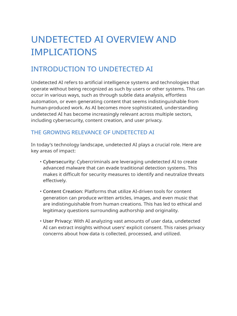 Undetected AI Overview and Implications | PDF | Artificial Intelligence ...