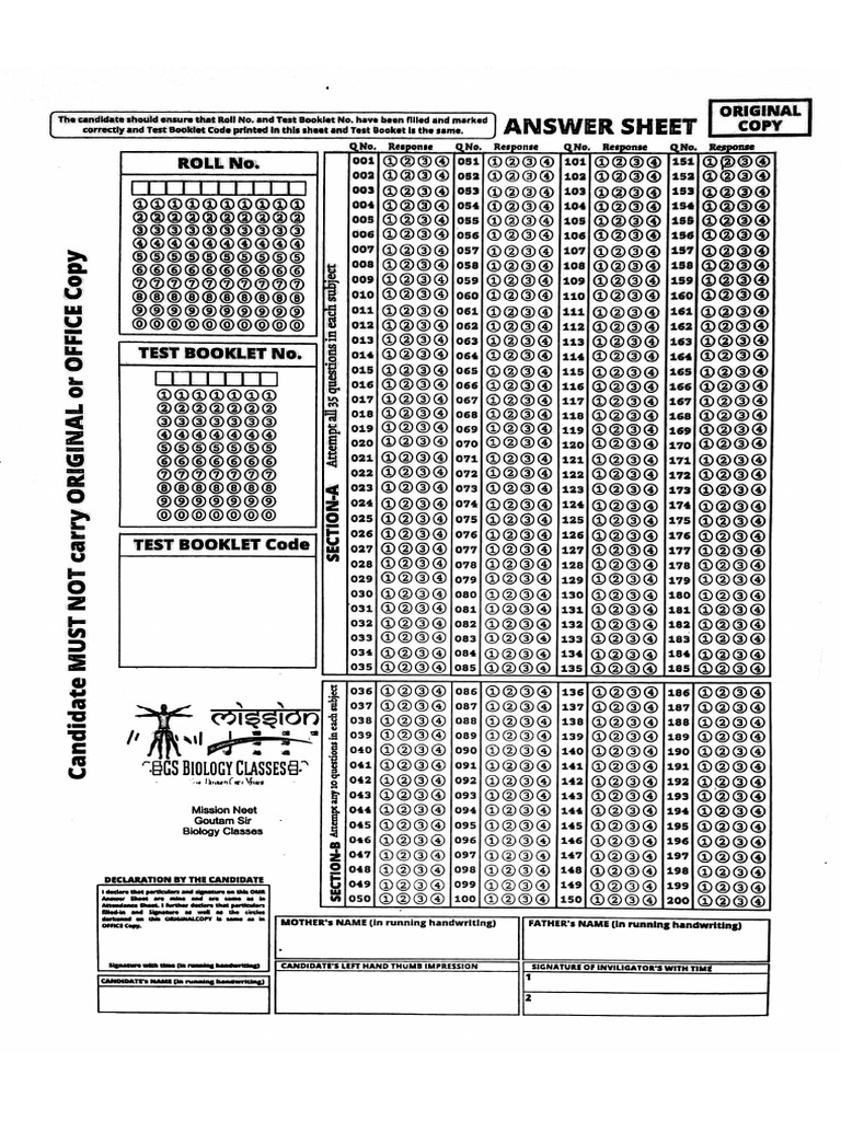 OMR SHEET | PDF