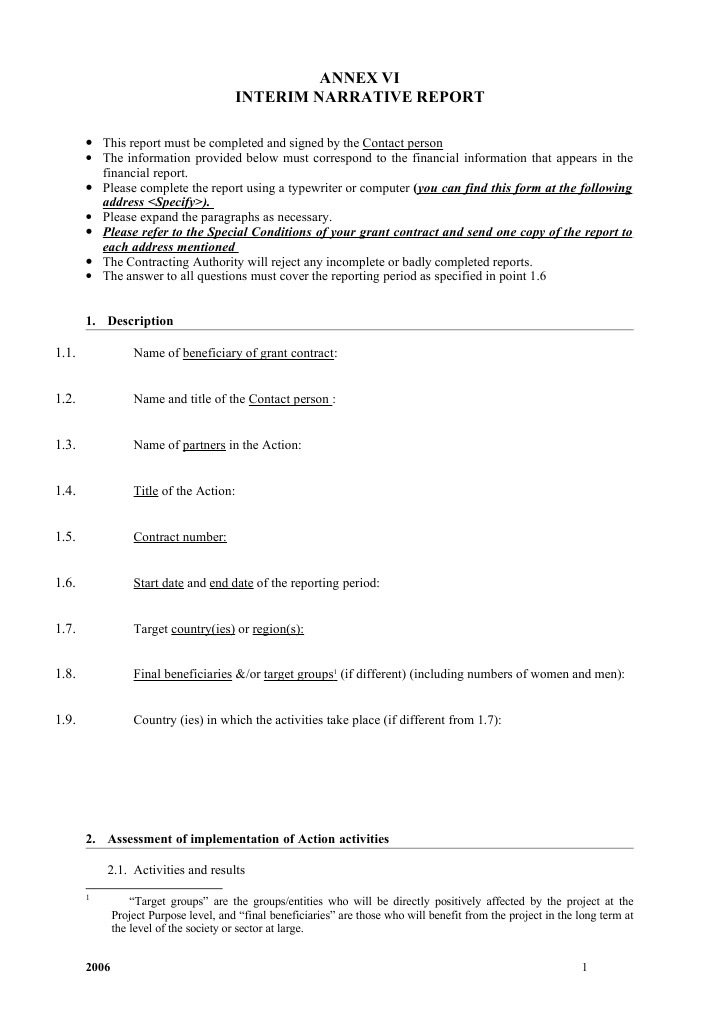 Annex Vi Interim Narrative Report | PDF | European Commission | Government