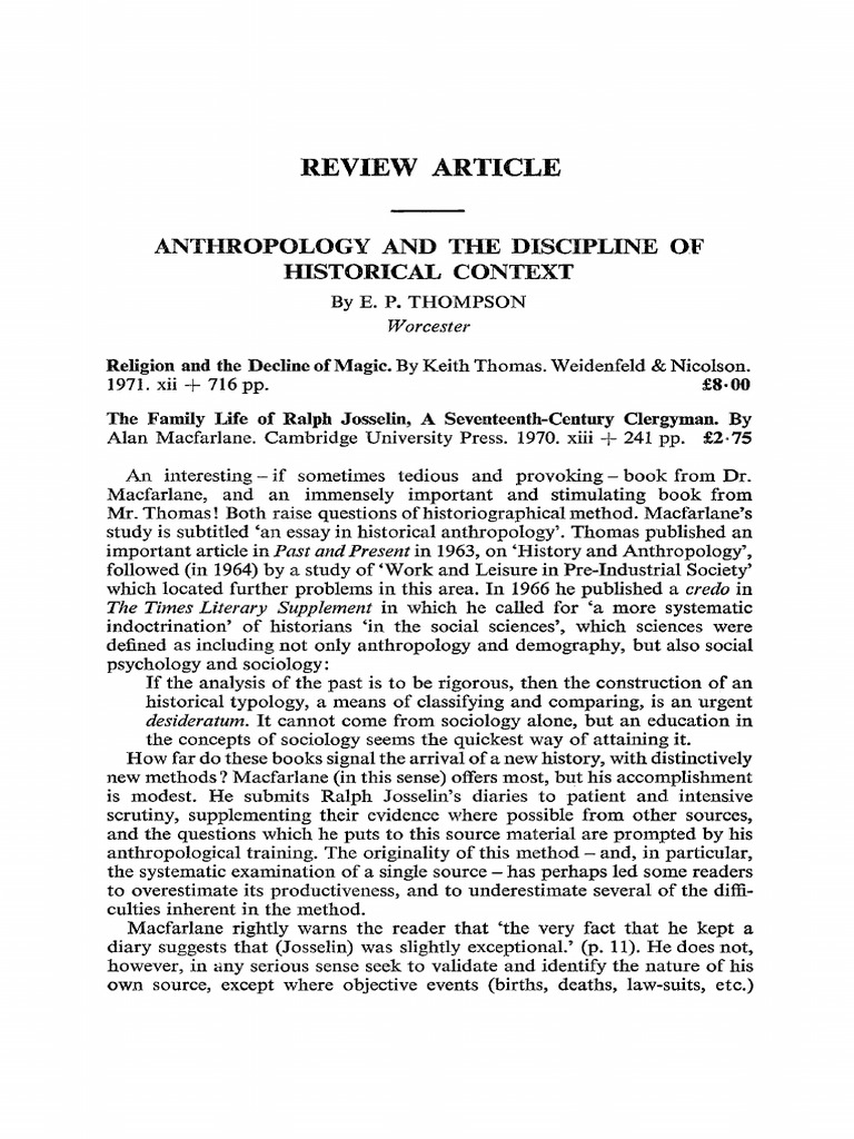 Thompson Anthropology and Discipline Historical Context | PDF | Kinship ...