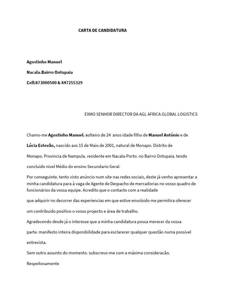 Carta de Candidatura-wps Office | PDF