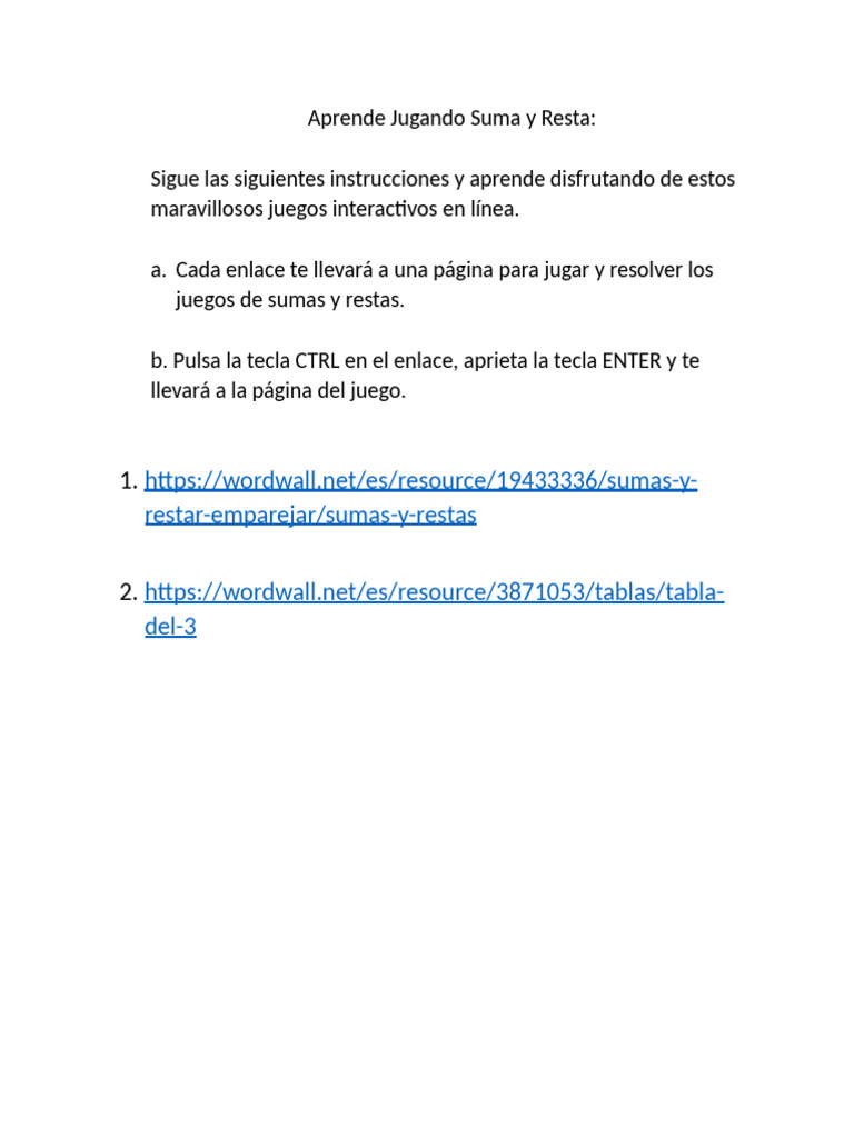 Aprende Jugando Suma y Resta en Linea | PDF