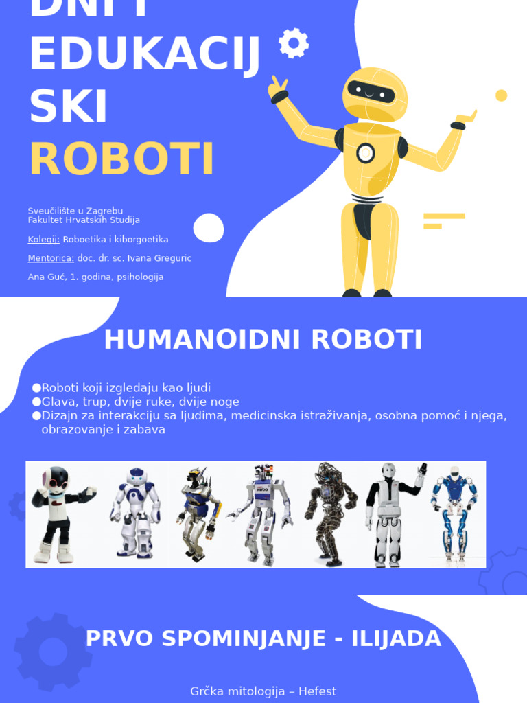 Humanoidni I Edukacijski Roboti | PDF