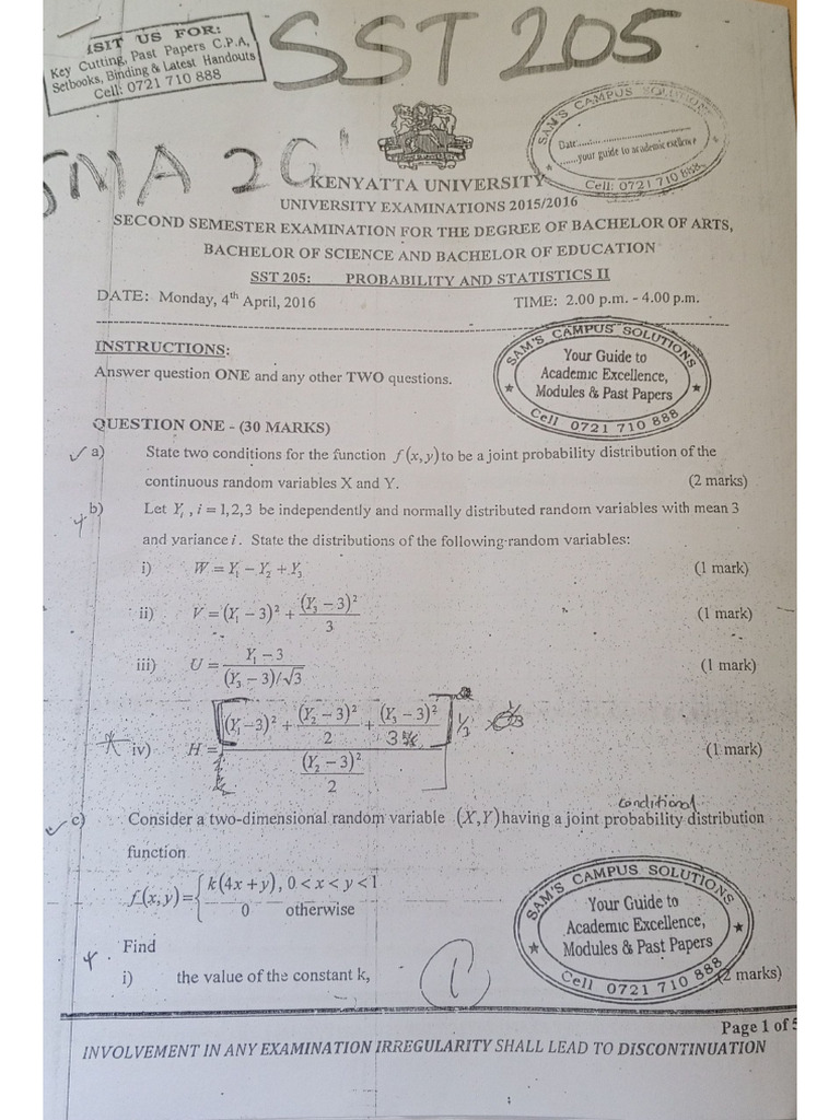 SST_205_PAST_PAPER_By_Eugene_Akoko | PDF