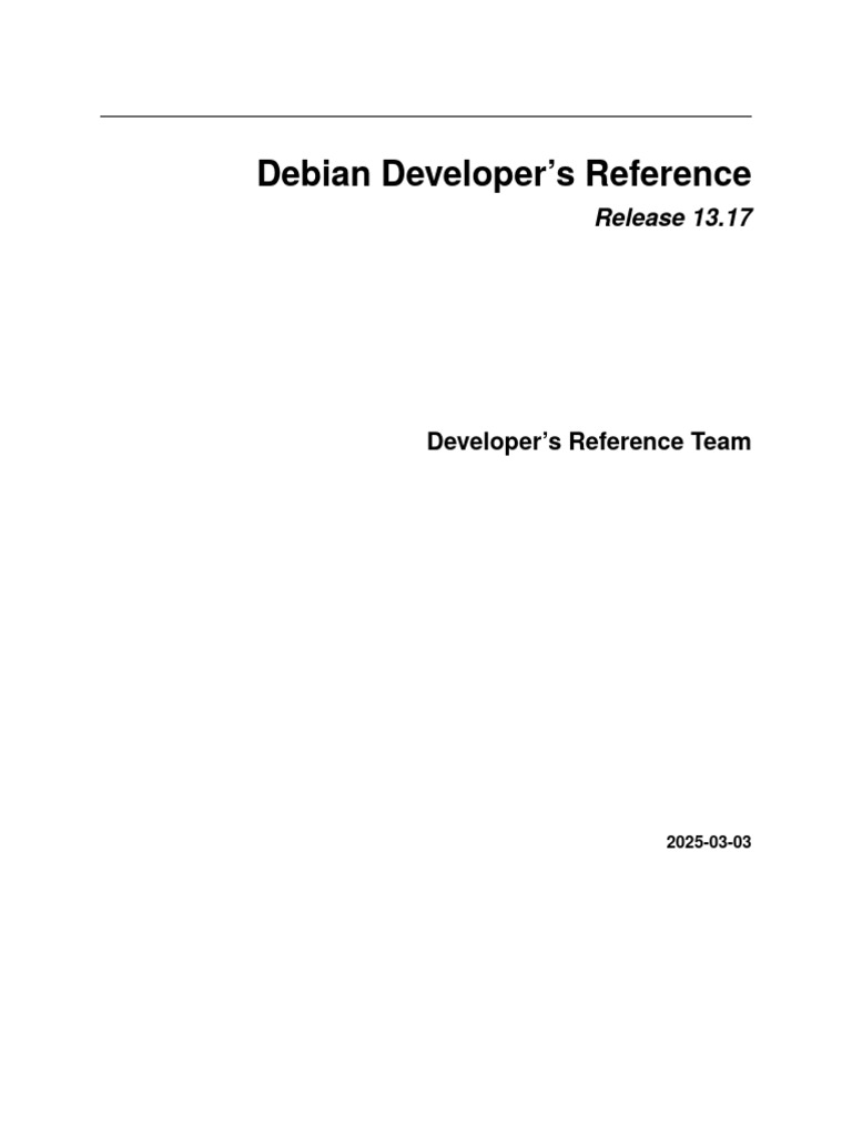Debian Developer's Reference Guide | PDF | Software Engineering | Computing