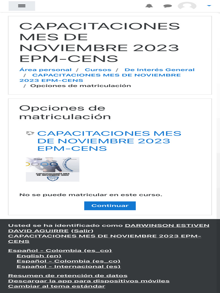 Capacitaciones Mes de Noviembre 2023 Epm-cens | PDF