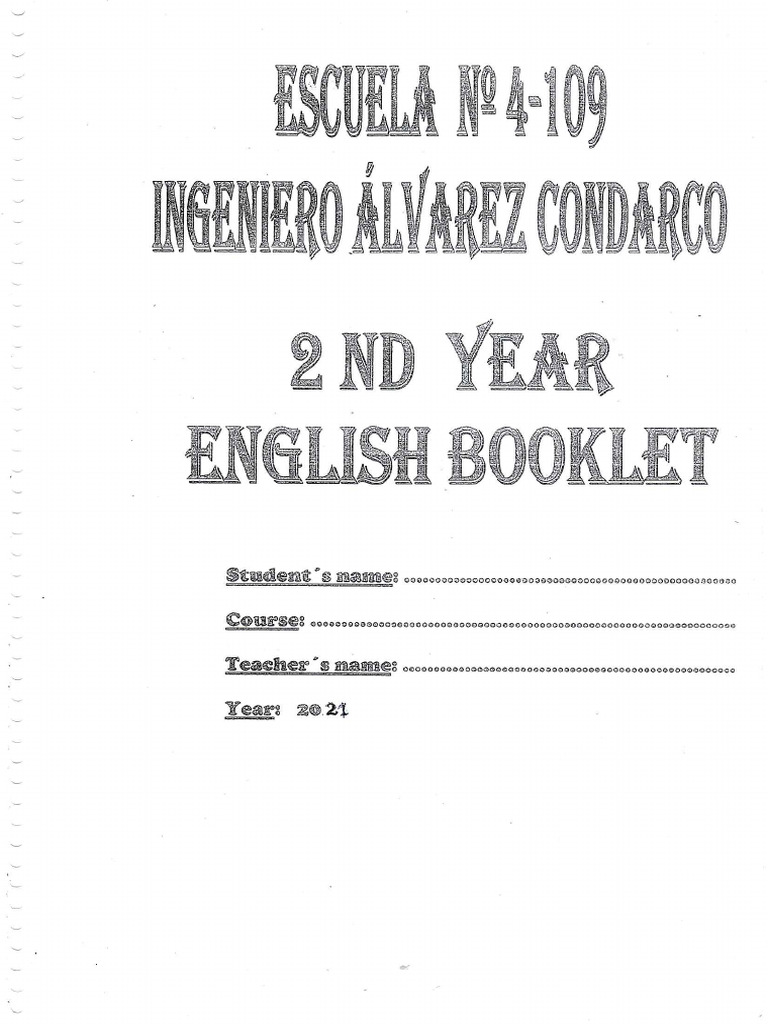 Cuadernillo Ingles 2do Ano | PDF