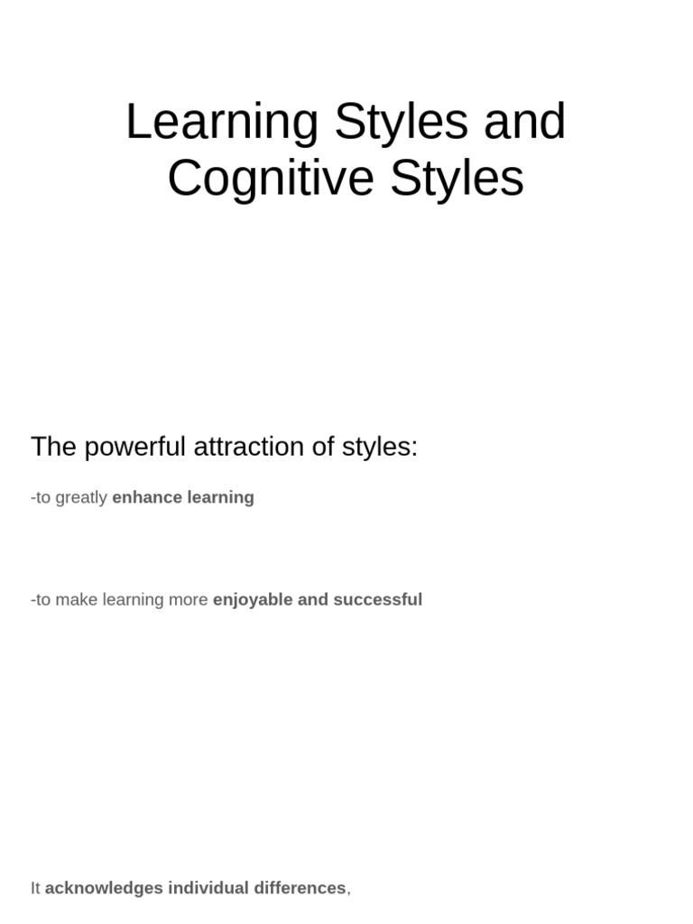 Learning Styles and Cognitive Styles | PDF