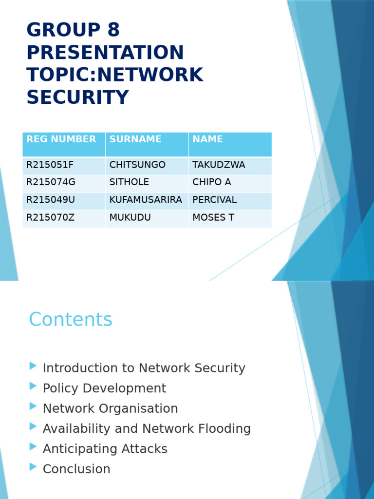 Group8 Presentation Network Security | PDF | Security | Computer Security