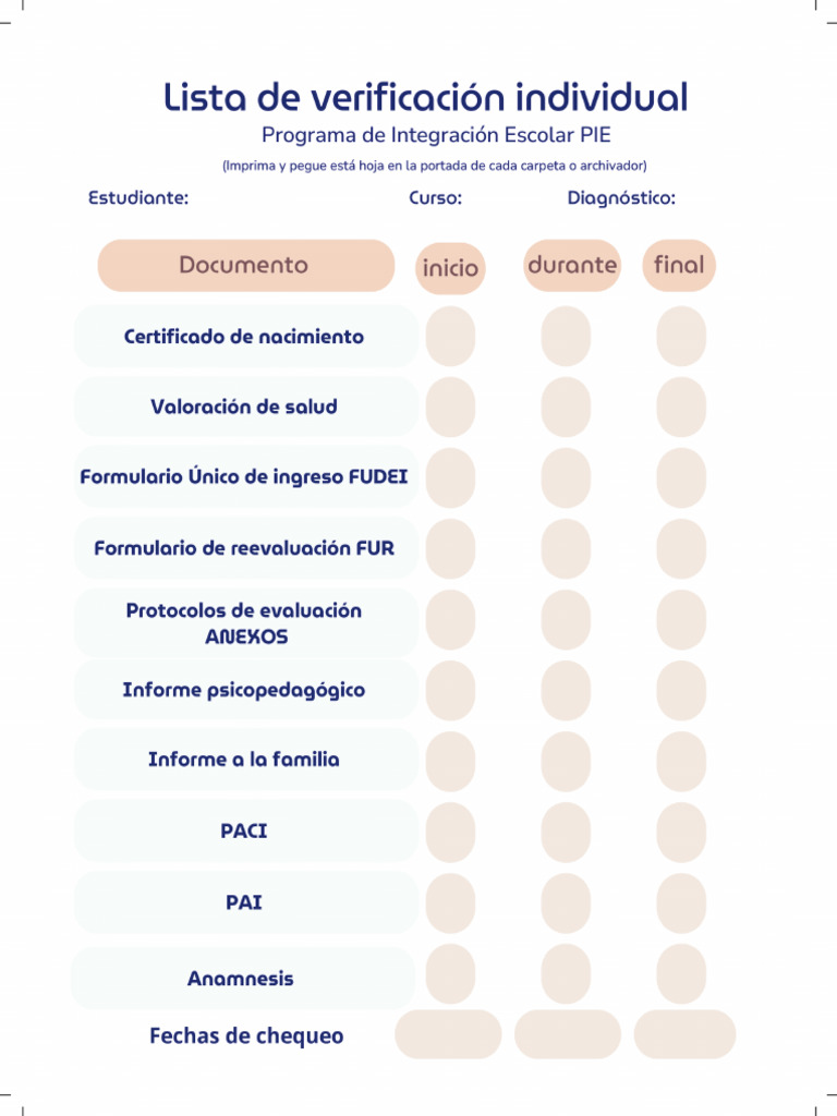 Check List Individual Por Carpeta | PDF
