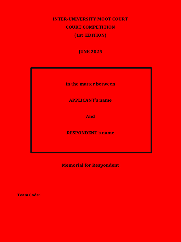 Respondent Memorial Template | PDF