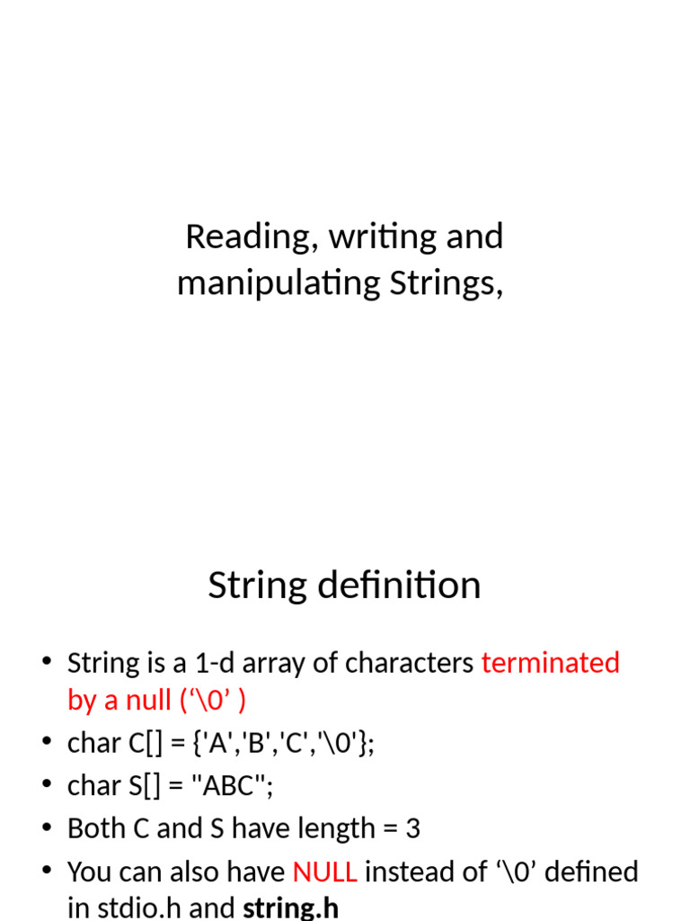 String Manipulation in C Programming | PDF