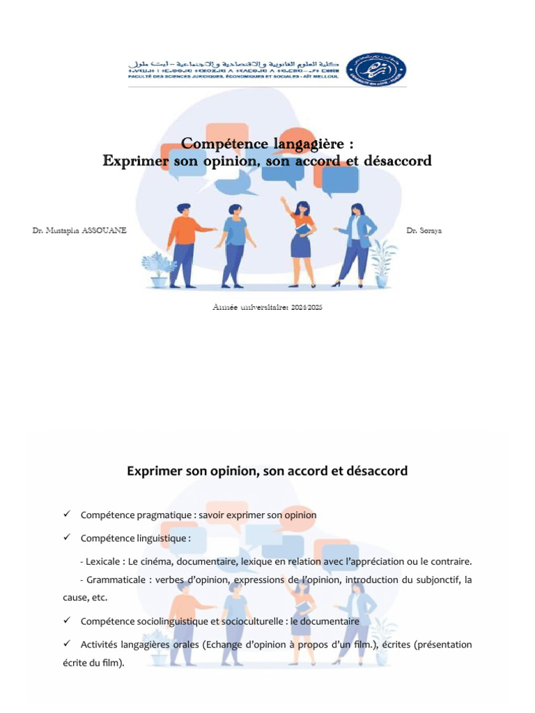 3ème cour - Exprimer son opinion, son accord et désaccord | PDF | Verbe ...