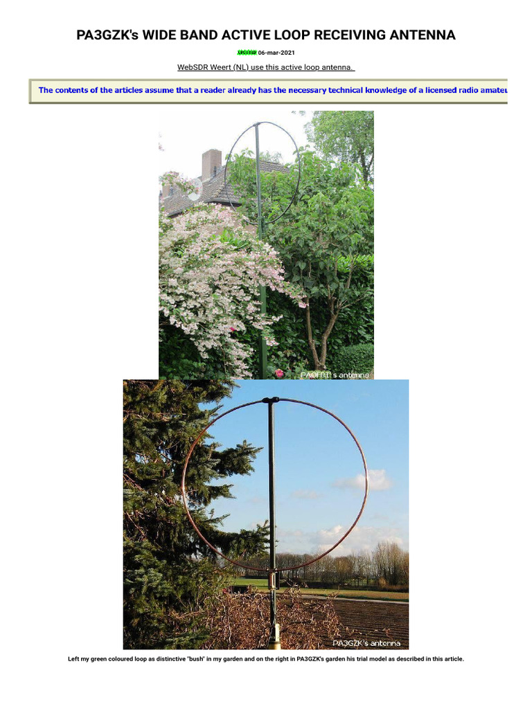 Active Receiving Loop Antenna English Version | PDF | Antenna (Radio ...