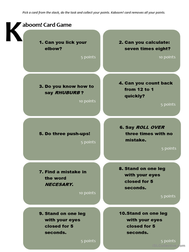 Fun Card Game with Challenges and Points | PDF
