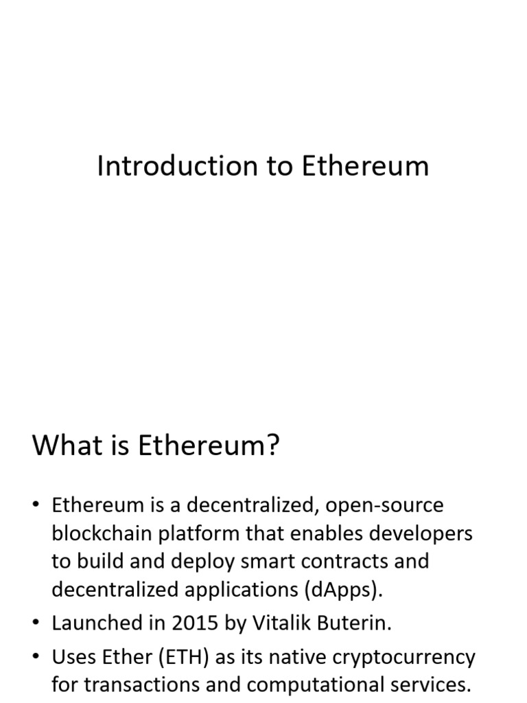 Ethereum Presentation | PDF | Applications Of Cryptography | Computer Science
