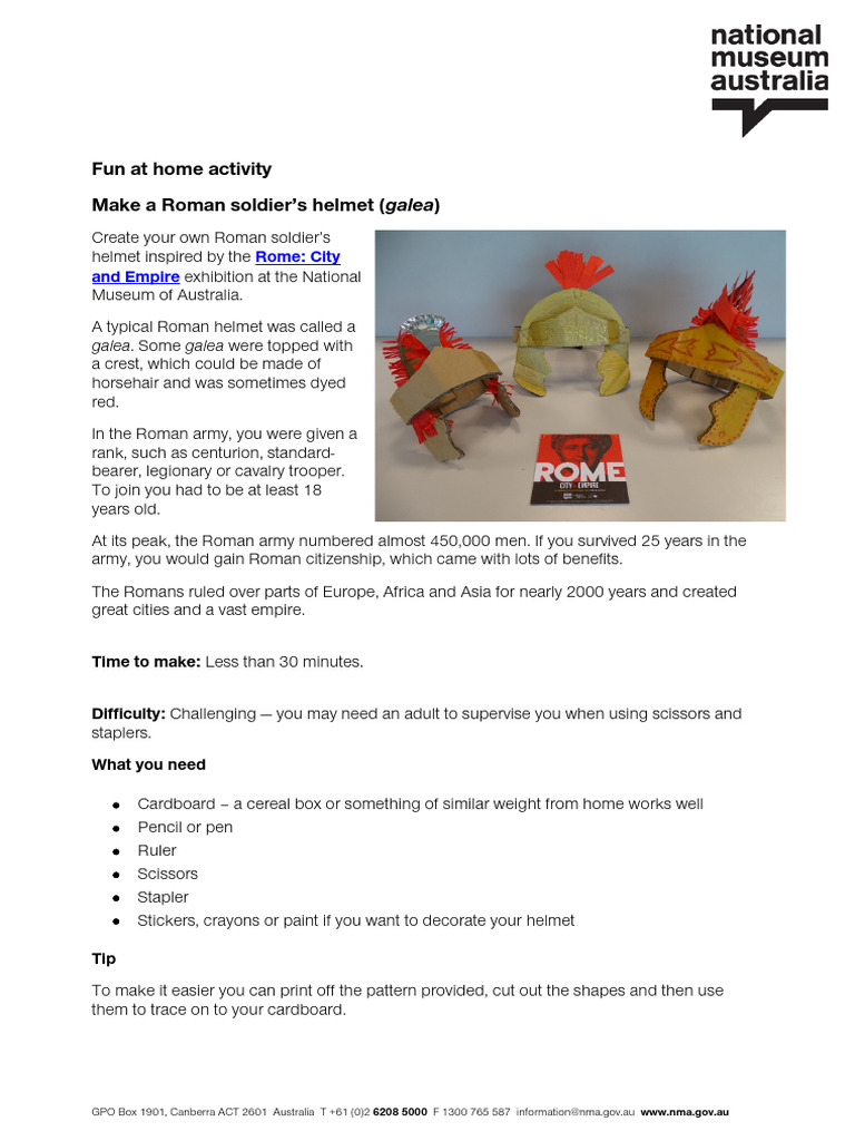 Roman Helmet Fun at Home | PDF | Roman Empire