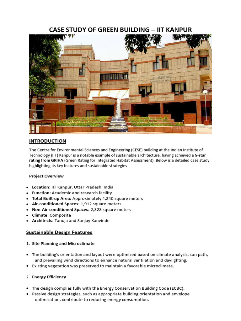 CESE Building: IIT Kanpur Green Case Study | PDF | Green Building | Waste