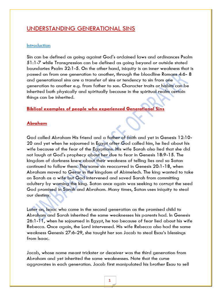 Understanding Generational Sins and Curses | PDF | Jacob | Books Of Samuel