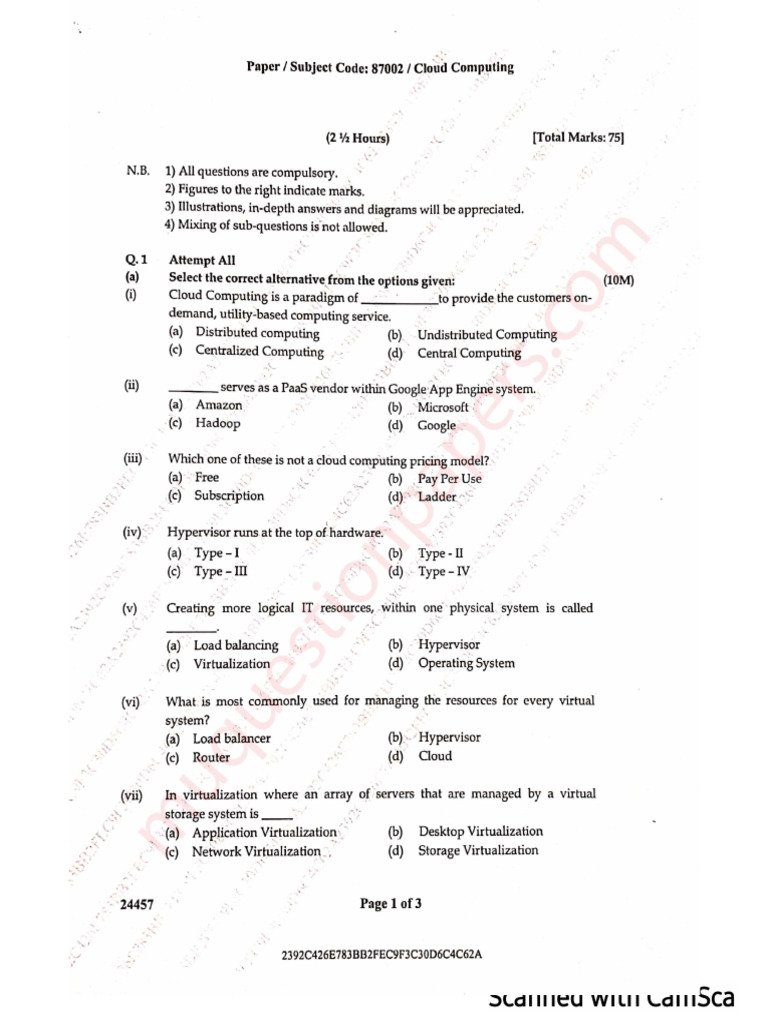 Science BSC Computer Science Semester 6 2023 April Elective I Cloud Computing Cbcs | PDF