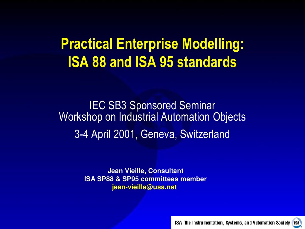 Practical Enterprise Modelling: ISA 88 and ISA 95 Standards | PDF ...