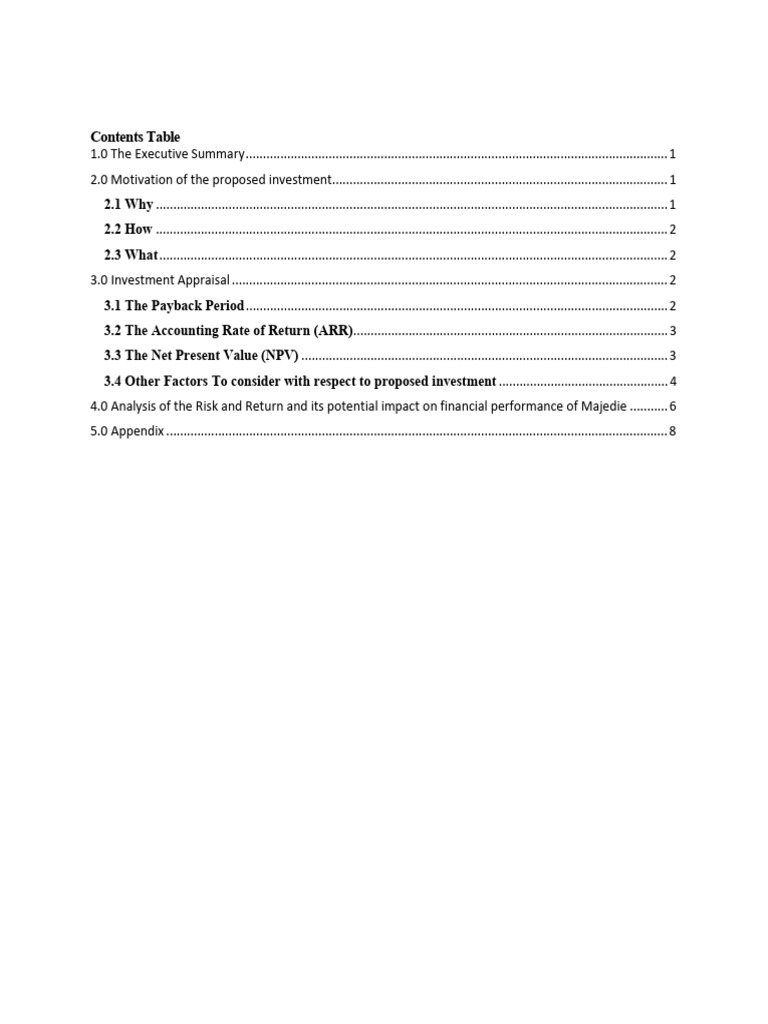 Investment Proposal for Majedie PLC | PDF | Net Present Value | Economies