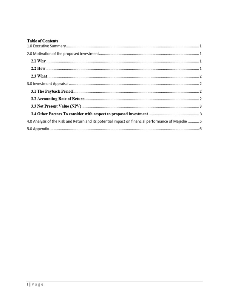 Investment Proposal for Majedie PLC | PDF | Net Present Value | Investing