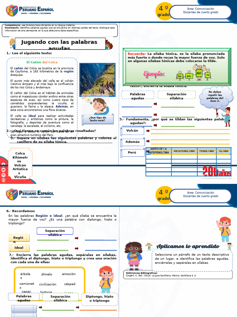 4to Comunicación Agudas 4to | PDF | Sílaba | Fonética