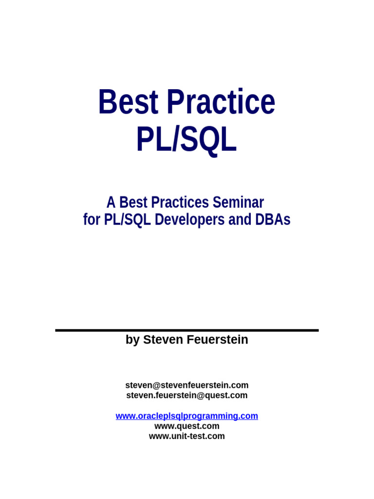 Best Practice PLSQL Intro | PDF