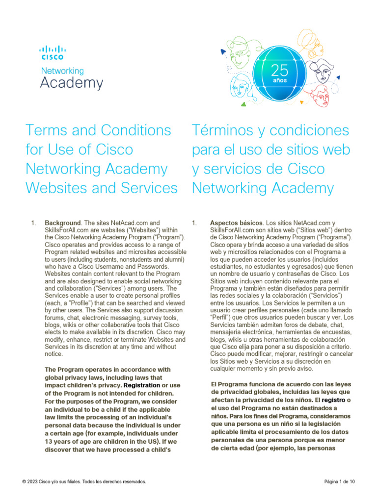 netacad-terms-and-conditions-es | PDF | Sitios web | Edad de información