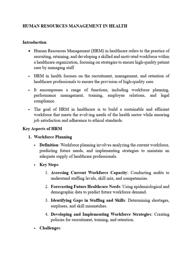 Human Resources Management in Health | PDF | Employee Retention | Human ...