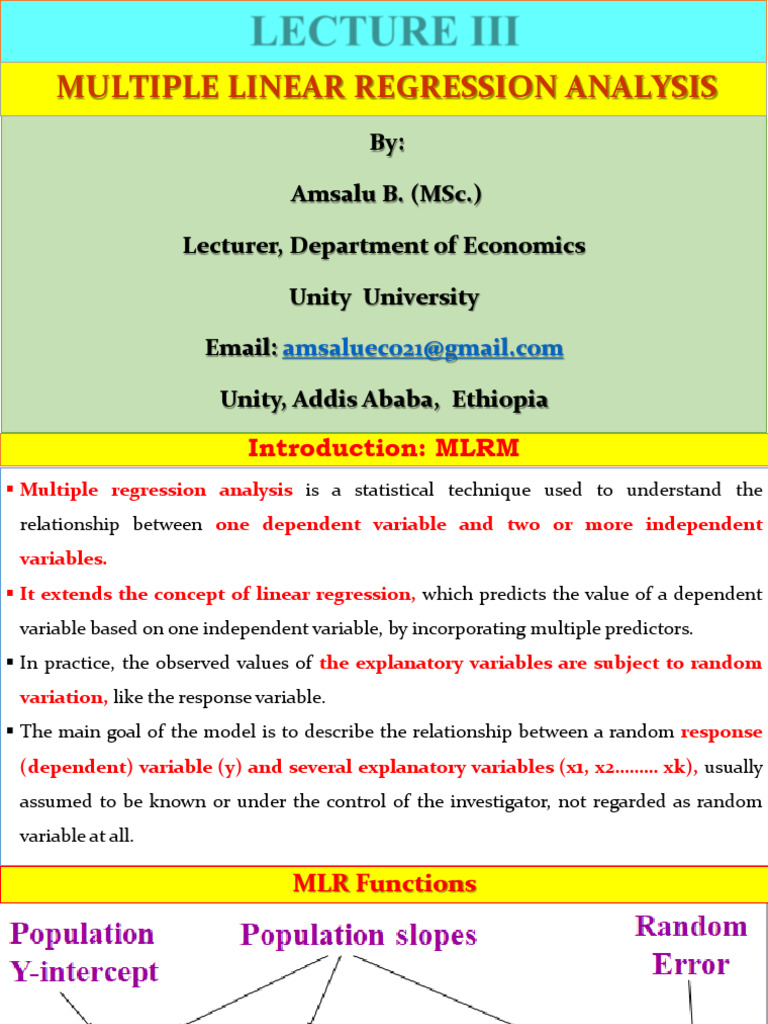 Econometrics For Finance Lecture III | PDF | Linear Regression | Regression Analysis