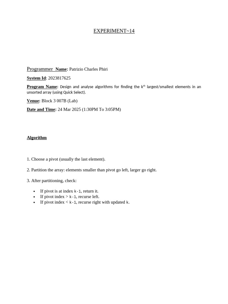 Experiment 14 Daa | PDF