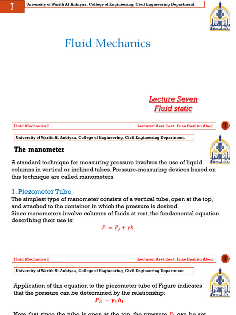 LEC7 | PDF | Pressure Measurement | Pressure