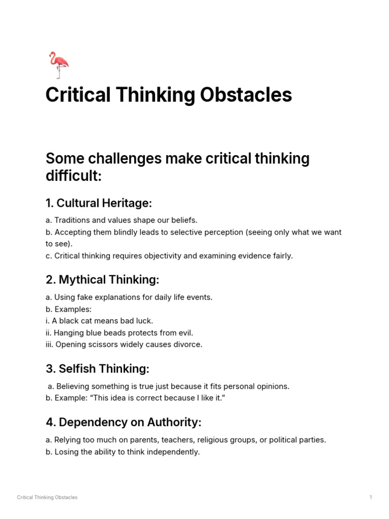 Barriers to Effective Critical Thinking | PDF | Critical Thinking | Thought