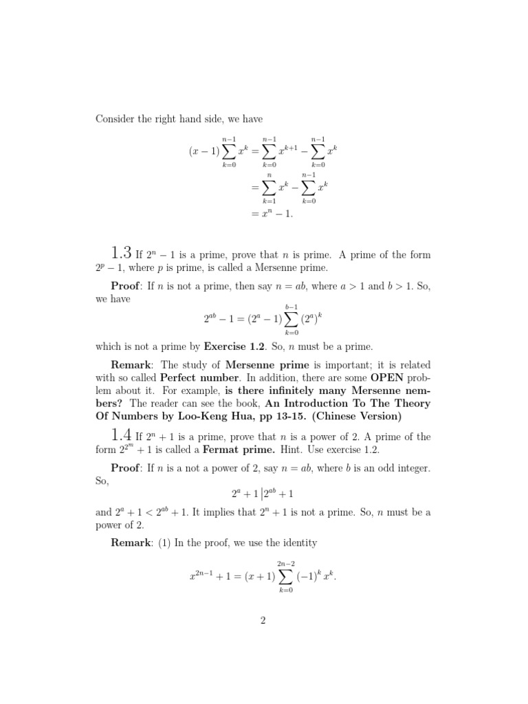 Mersenne and Fermat Primes Explained | PDF | Mathematical Proof | Prime ...