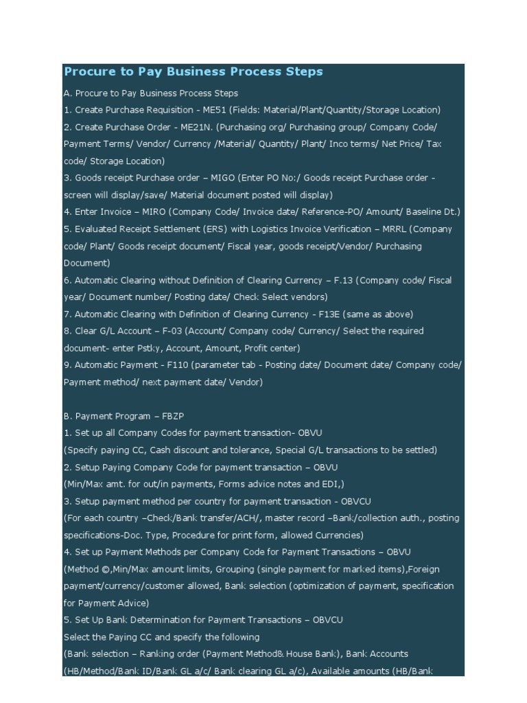 Procure To Pay Business Process Steps | Download Free PDF | Payments ...