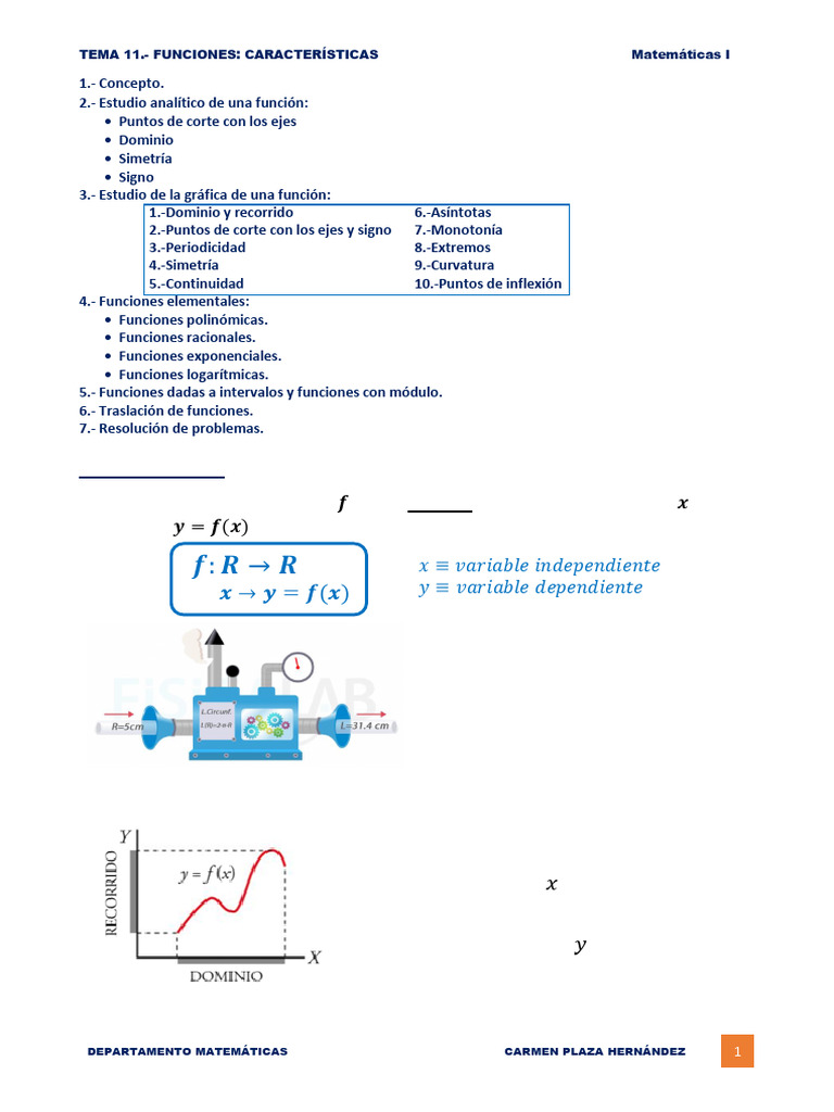 Características de Funciones Matemáticas | PDF | Función (Matemáticas ...