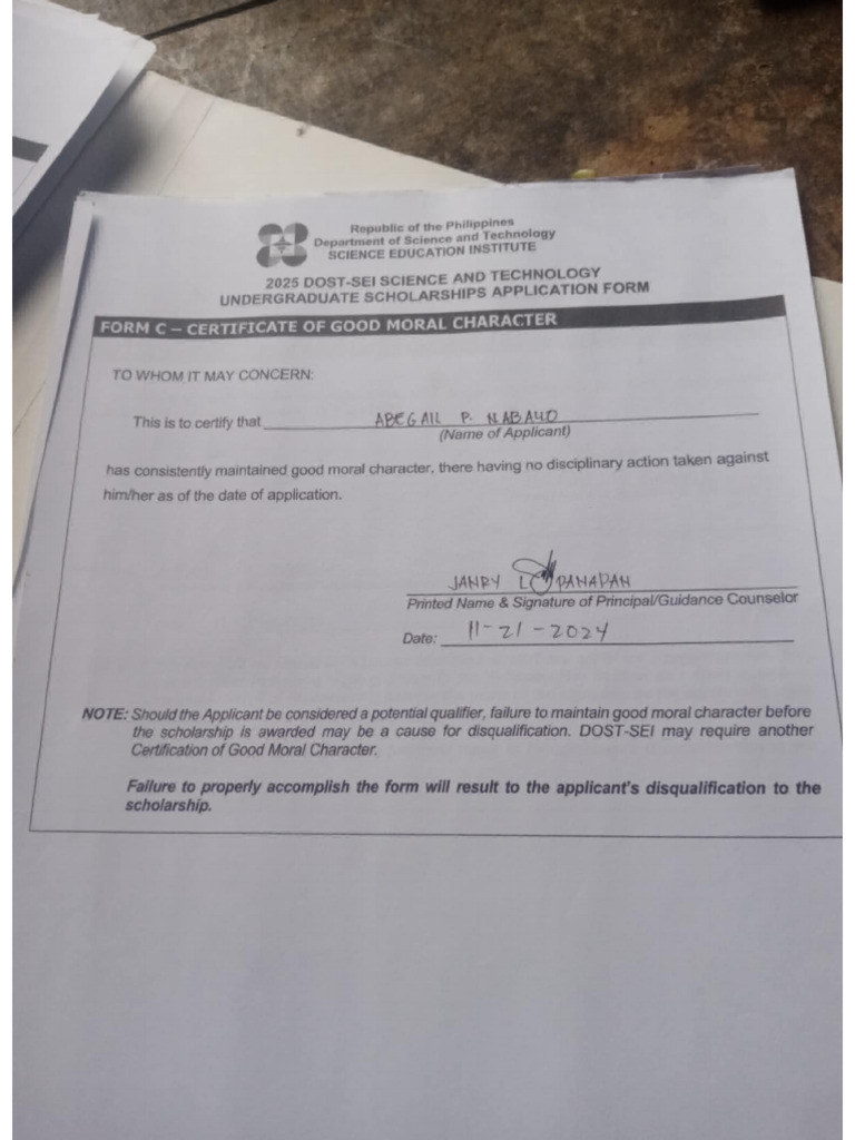 Form C Certificate of Good Moral | PDF