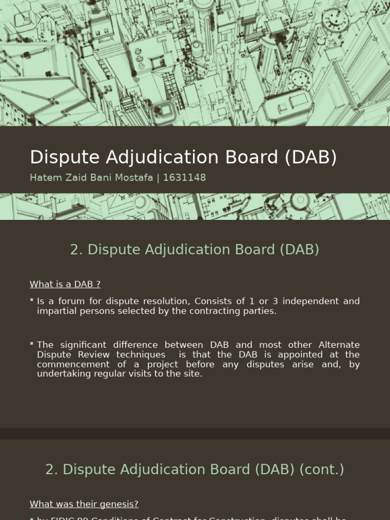 Dispute Adjudication Board (DAB) | PDF | Adjudication | Arbitration