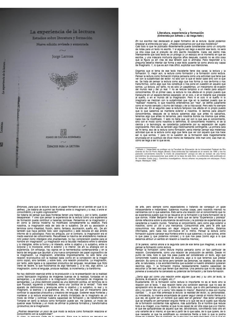 La Experiencia de La Lectura Cap 1 y 3 Larrosa (2) (1)_d92099122c0b902b0873c07968342e16 | PDF ...