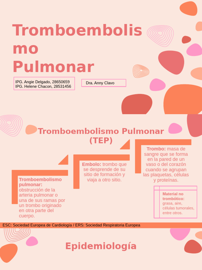 Tromboembolismo Pulmonar | PDF | Trombo | Medicina CLINICA