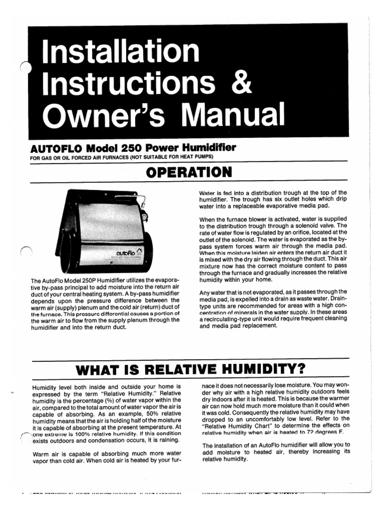 Autoflow Model 250 Instl Instr | PDF
