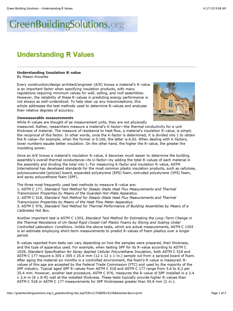 Understanding Insulation R-Values Explained | PDF | Thermodynamics ...